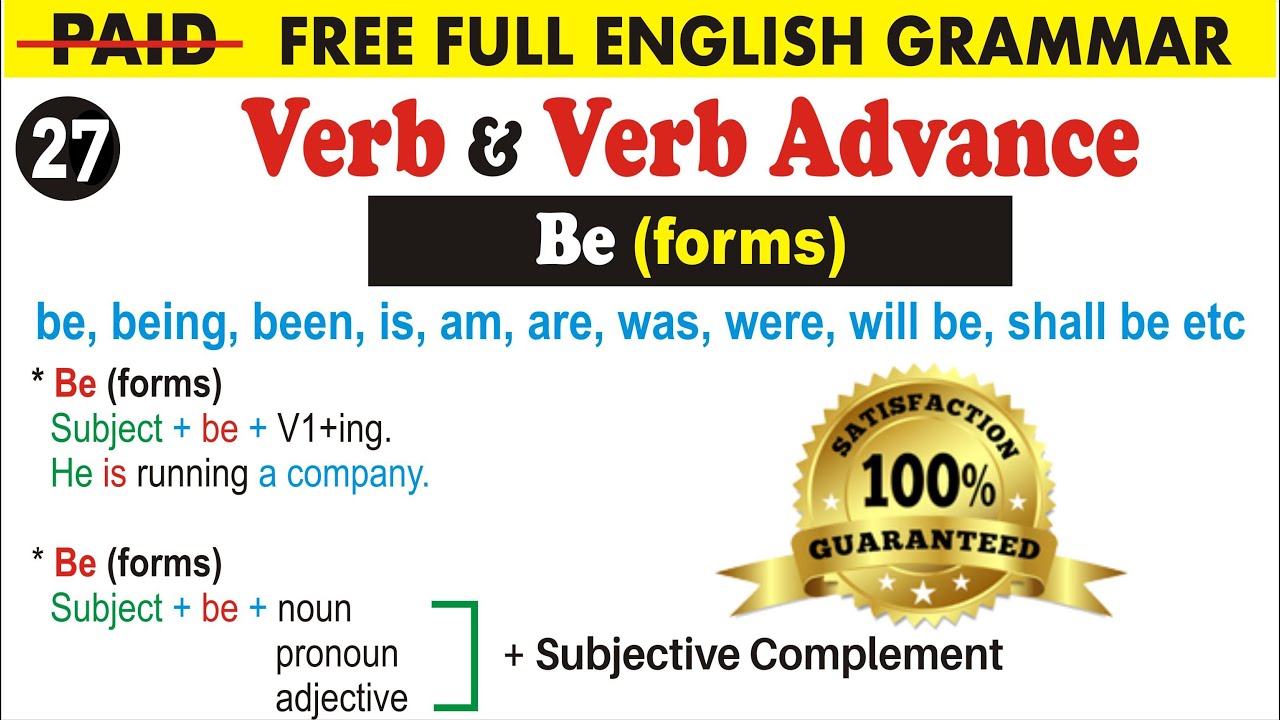 Forms of Be | Be Forms with Noun, Pronoun and Adjective | Uphaar ...