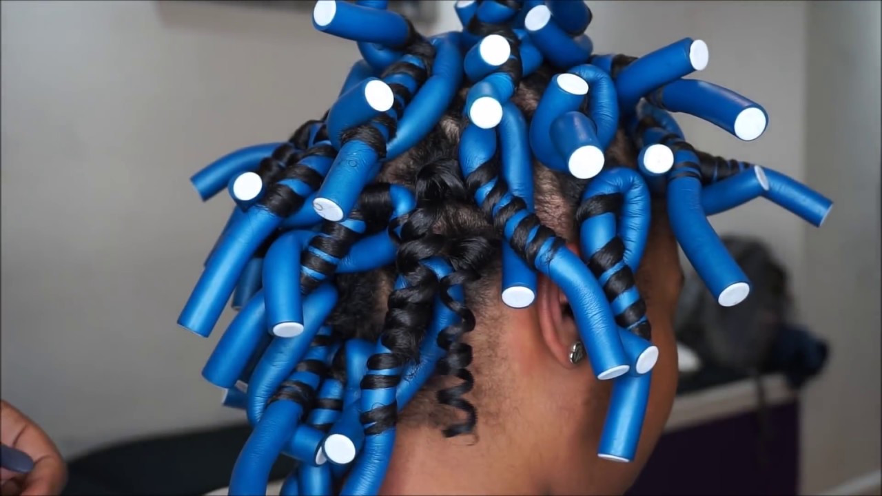 flexi rod set on type 4 hair - YouTube