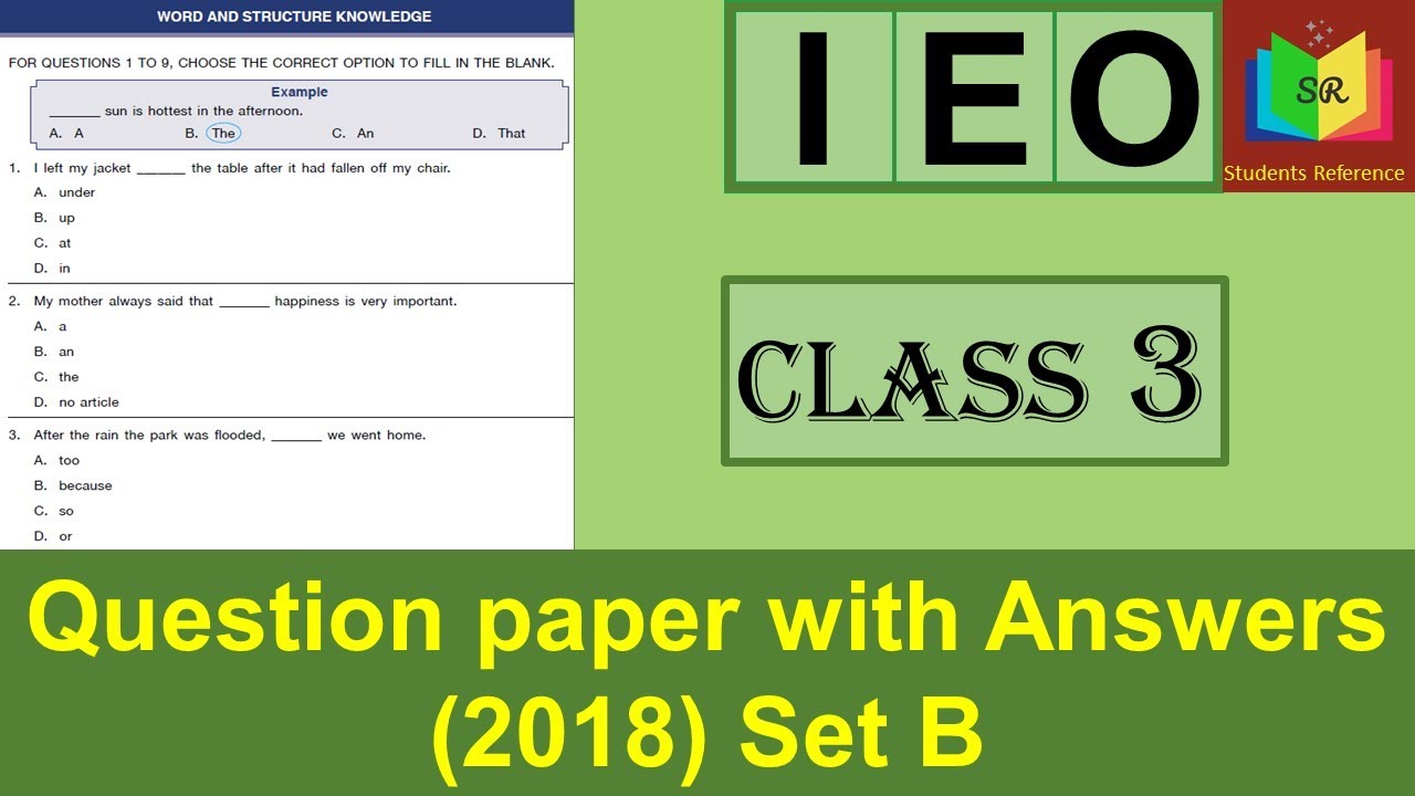IEO Class 3 question paper 2018 Set B / IEO Class 3 question paper ...