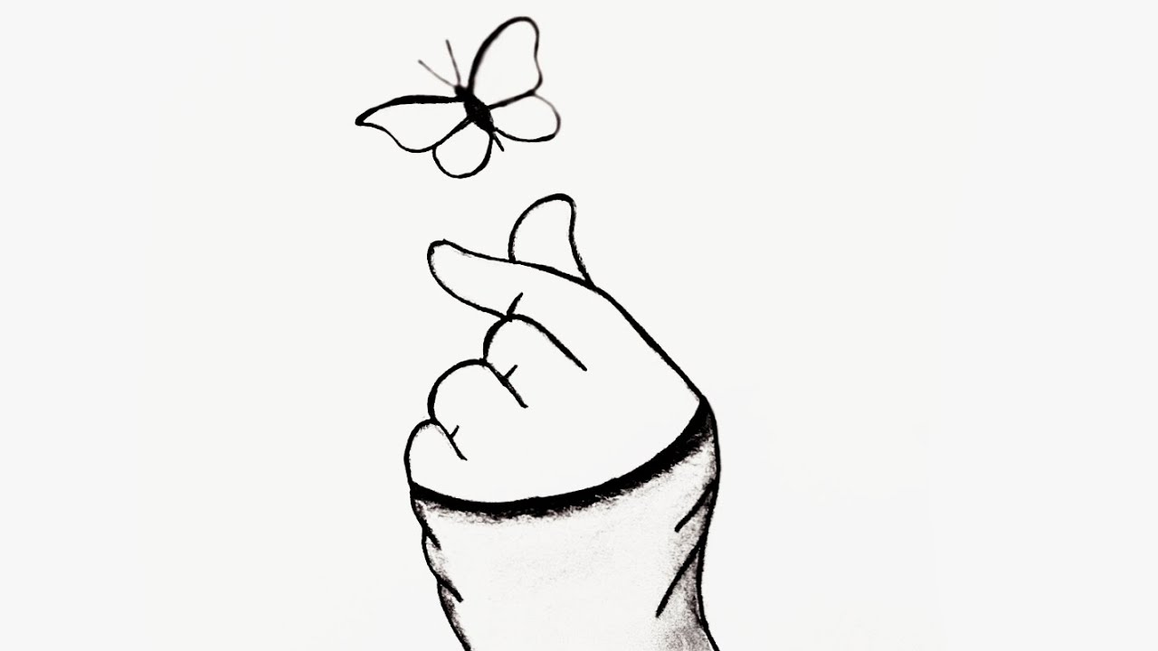 Pencil drawing of hand with beautiful butterfly /pencil butterfly ...