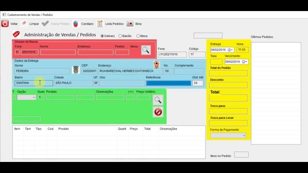 demonstracao sistema fserp alimentacao delivery pizzaria distancia ...