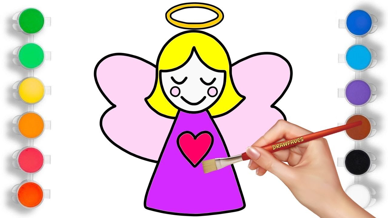 Angel Drawings For Kids With Color How To Draw An Easy Angel Really