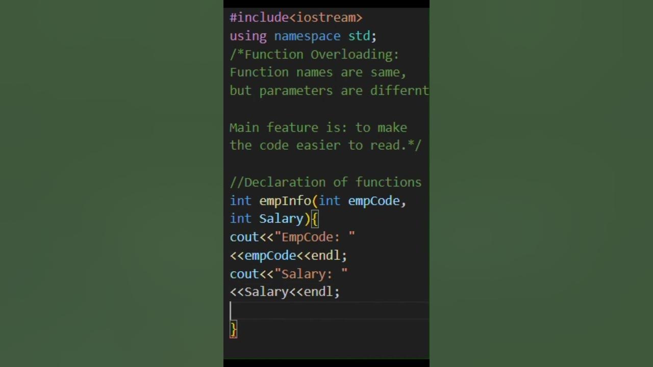 function overloading in c++@ensolutions5210 #function #functions #coding #class - YouTube