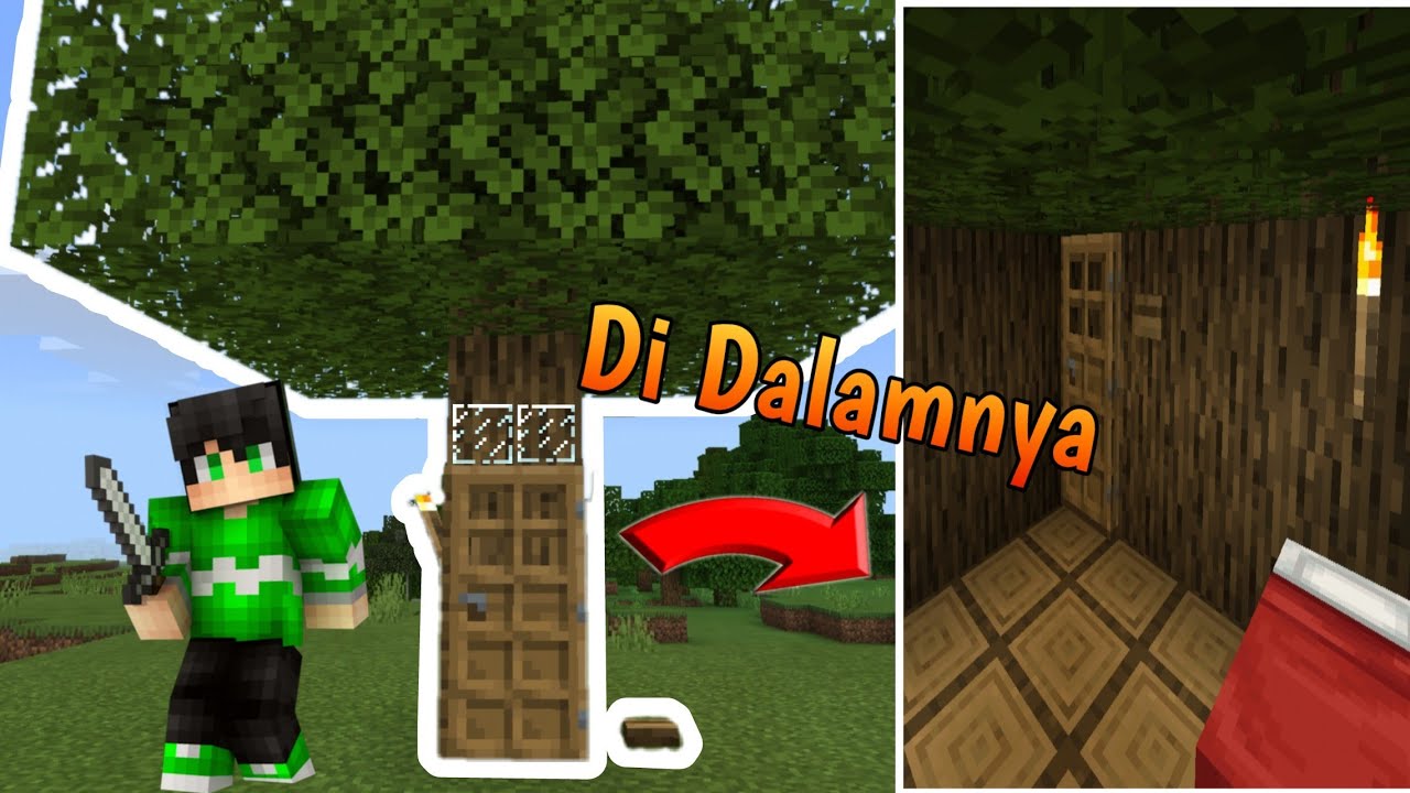 Minecraft : Cara membuat rumah di dalam pohon no mods - YouTube