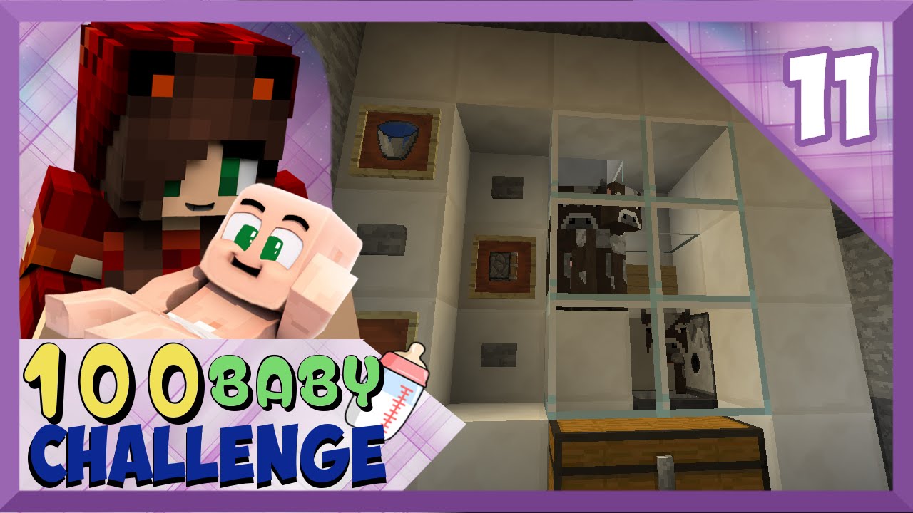 Minecraft: 100 Baby Challenge Ep 11 - Cow Farm! - YouTube