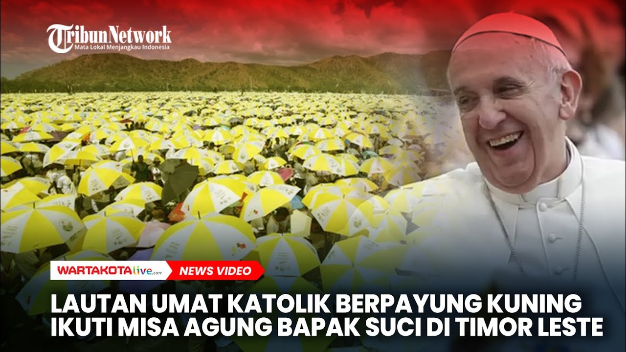 Lautan Umat Katolik Berpayung Kuning Ikuti Misa Agung Paus Fransiskus ...