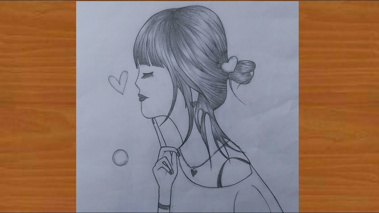 How to draw a girl thinking about something||girl face sketch-step by ...