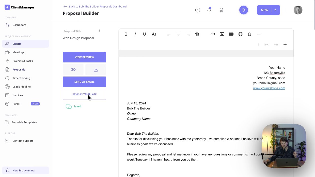 How To Create & Send Proposals In ClientManager - YouTube