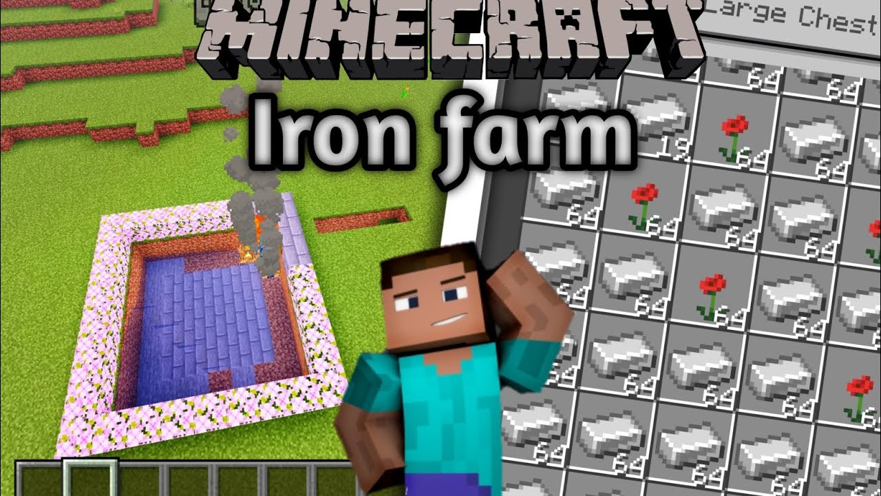 Minecraft me iron farm || How to make iron farm in Minecraft PE easy ...