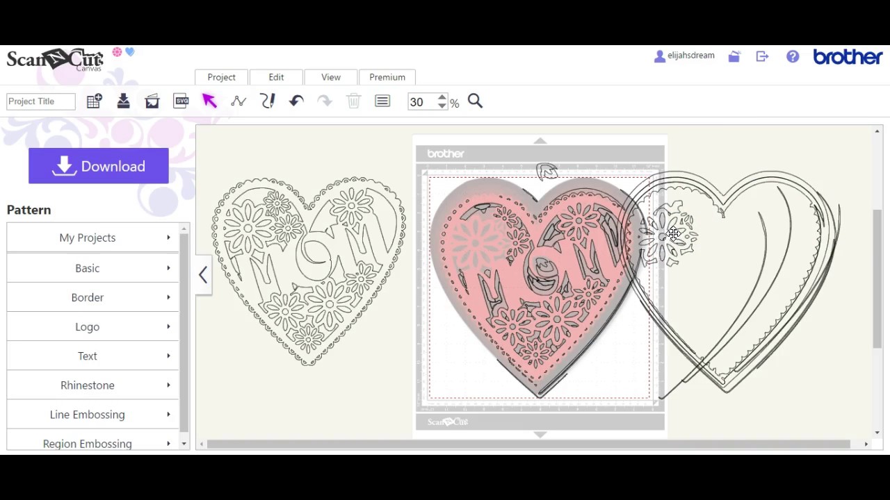 Brother Canvas Trace Paste Image to mat ScanNCut Jen Blausey - YouTube