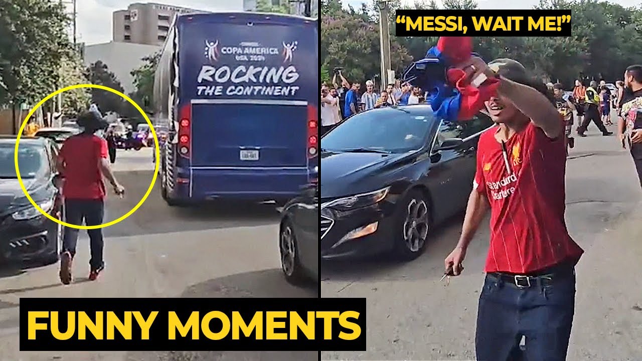 Liverpool fan running to stop MESSI bus to ask for autograph in Houston ...