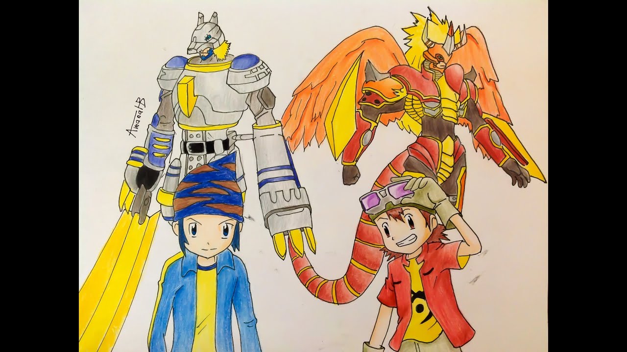 Digimon 4 Speed Drawing - Colored Pencils - YouTube