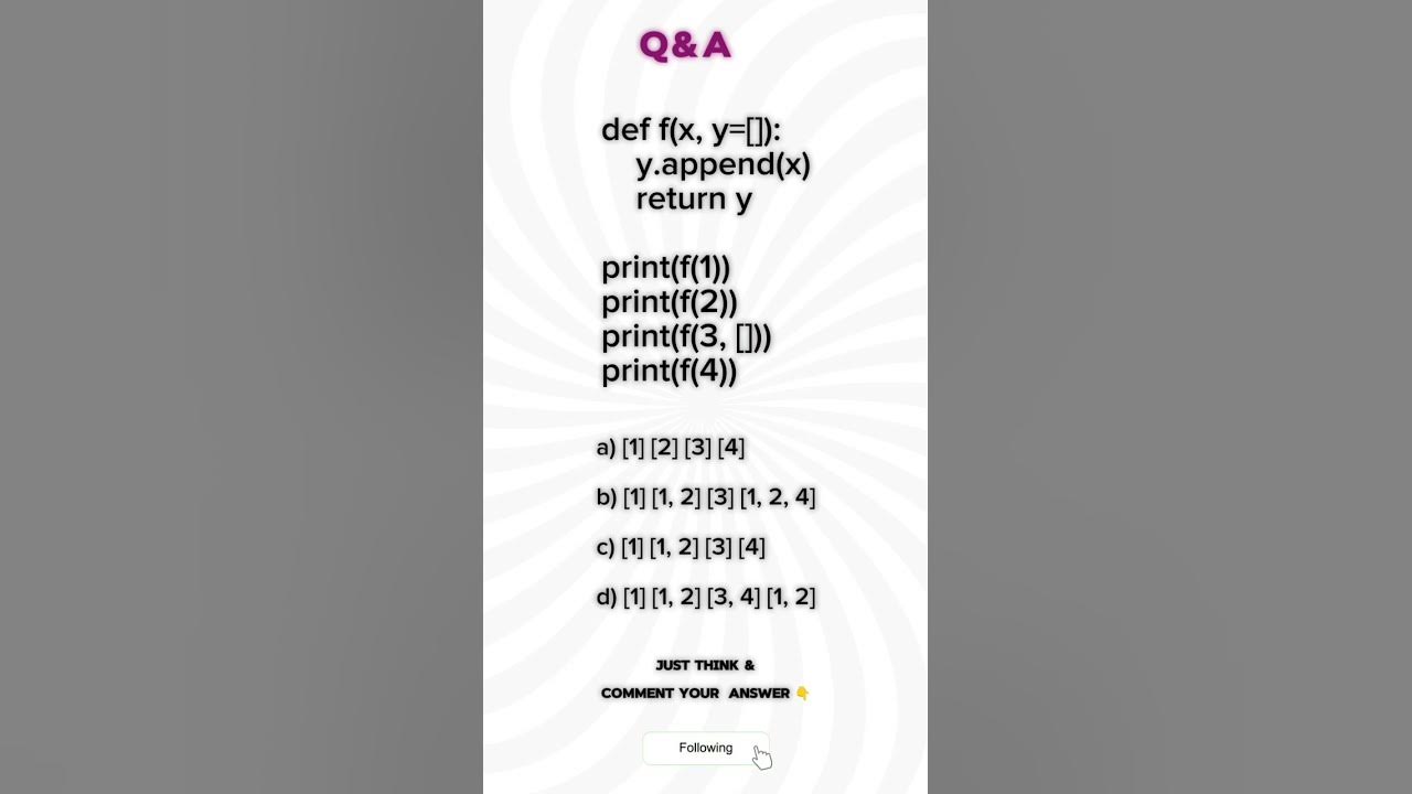 Just Think And Comment Your Answer 😎 Python3 Codingchallange Codingskills Pythonchallenge