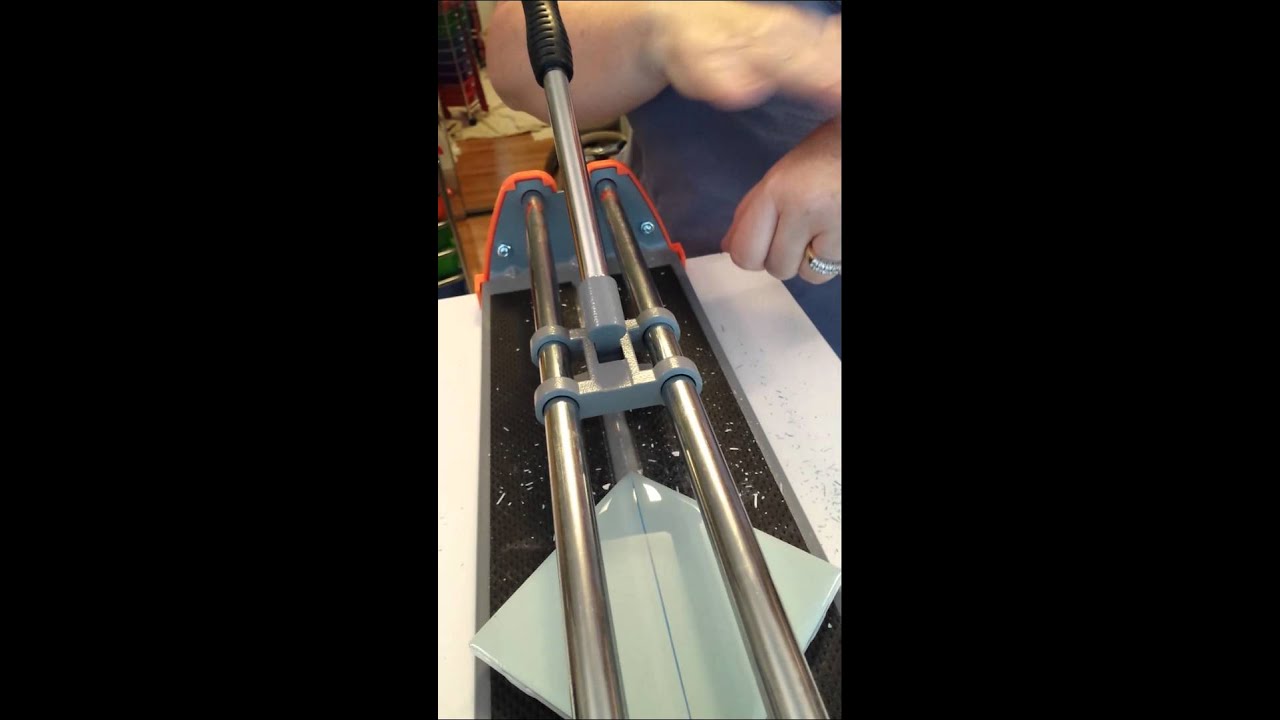 Tabletop tile scoring and breaking - YouTube