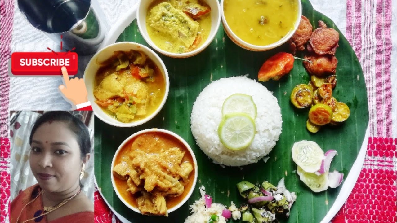 Assamese thali. অসমীয়া আমিষ থালি। Assamese nonveg thali.uniqe style ...