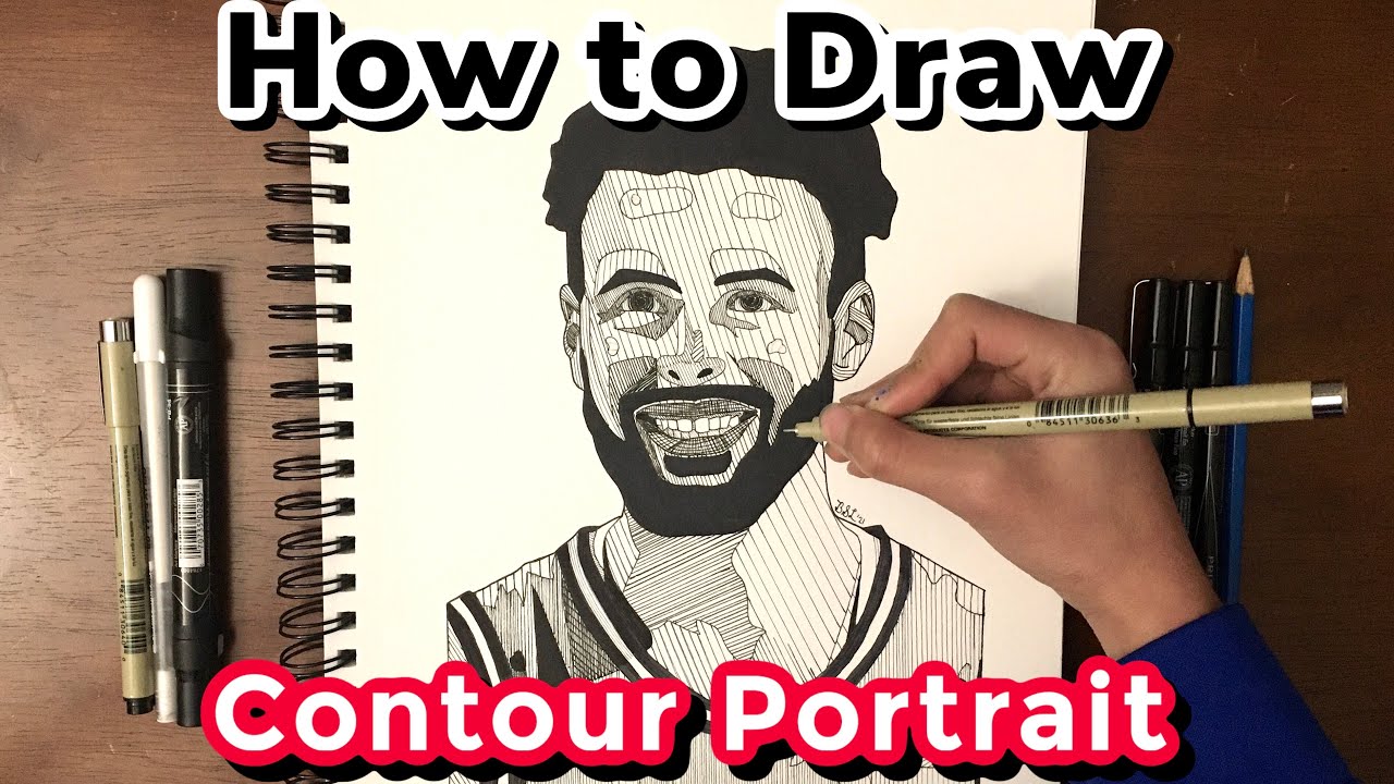 How to Draw a Line Contour Portrait - Easy Drawing Tutorial - YouTube