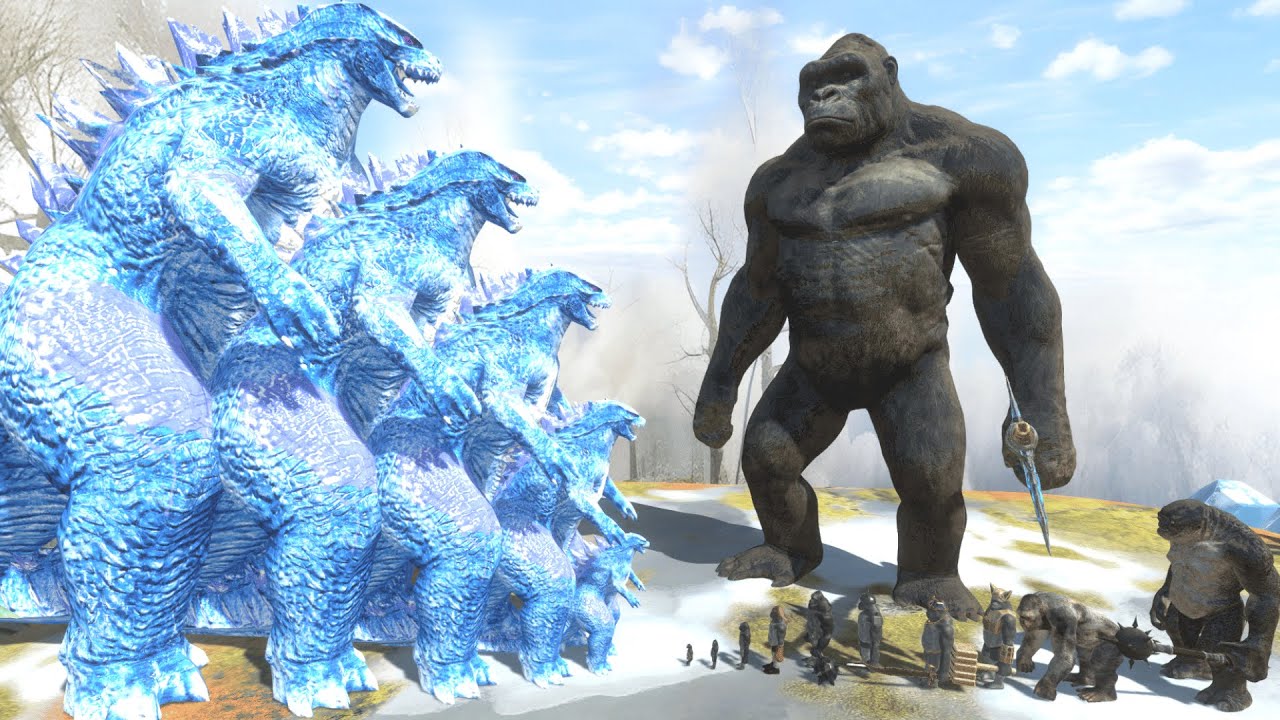 Growing SHIMO GODZILLA Ice Frostbite VS KING KONG x Mutant Primates ...
