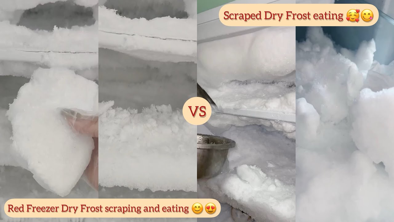 Frozen Freezer 😍 Red Freezer DRY Frost eating and scraping 😌😊VS Scraped ...