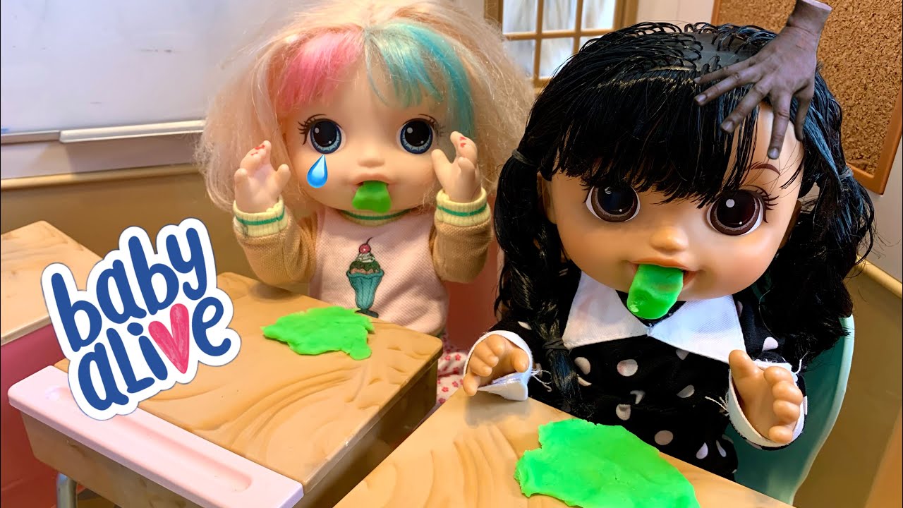 Baby Alive Wednesday Addams & Enid get sick at school ! 🤮 - YouTube