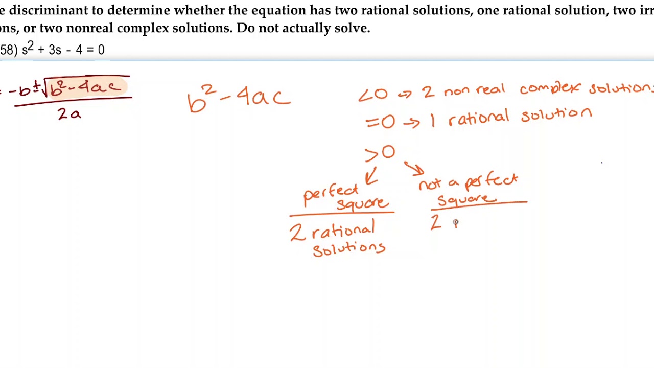 58 Use the discriminant.. - YouTube