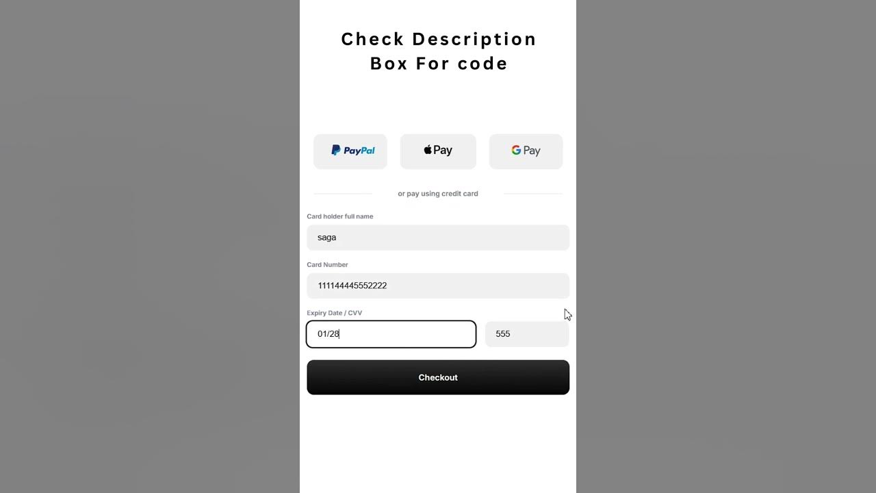 Payment form using html/css #form #shorts #viral #html #css #webdeveloper - YouTube