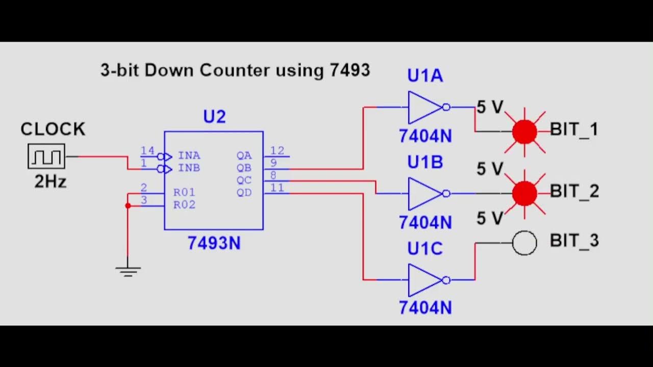 3 Bit Down Counter using IC 7493 - YouTube