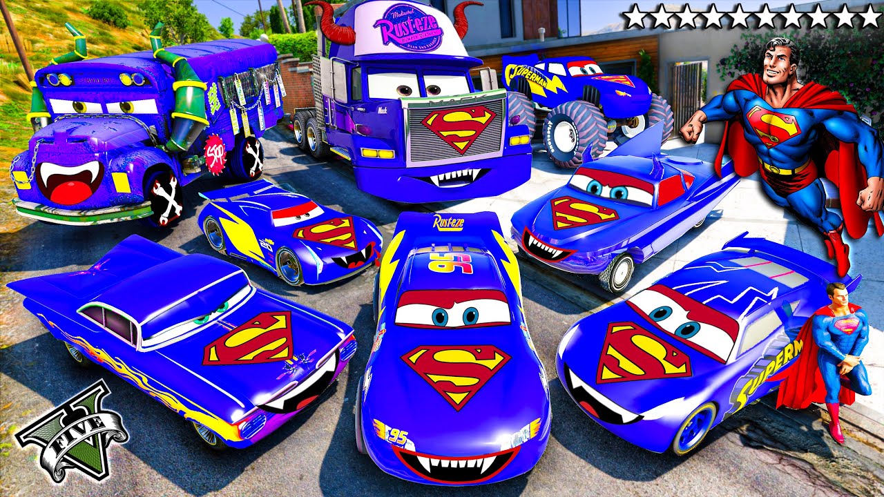 GTA 5 - Stealing SUPERMAN MCQUEEN Cars With Franklin! in GTA V (Real ...