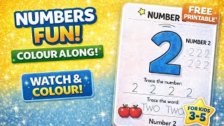 Learn Number 2 for Kids | Printable Colour & Trace (Free PDF) 