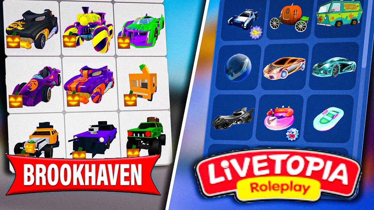 The CRAZIEST CARS in Brookhaven RP VS Livetopia RP Roblox! Halloween ...