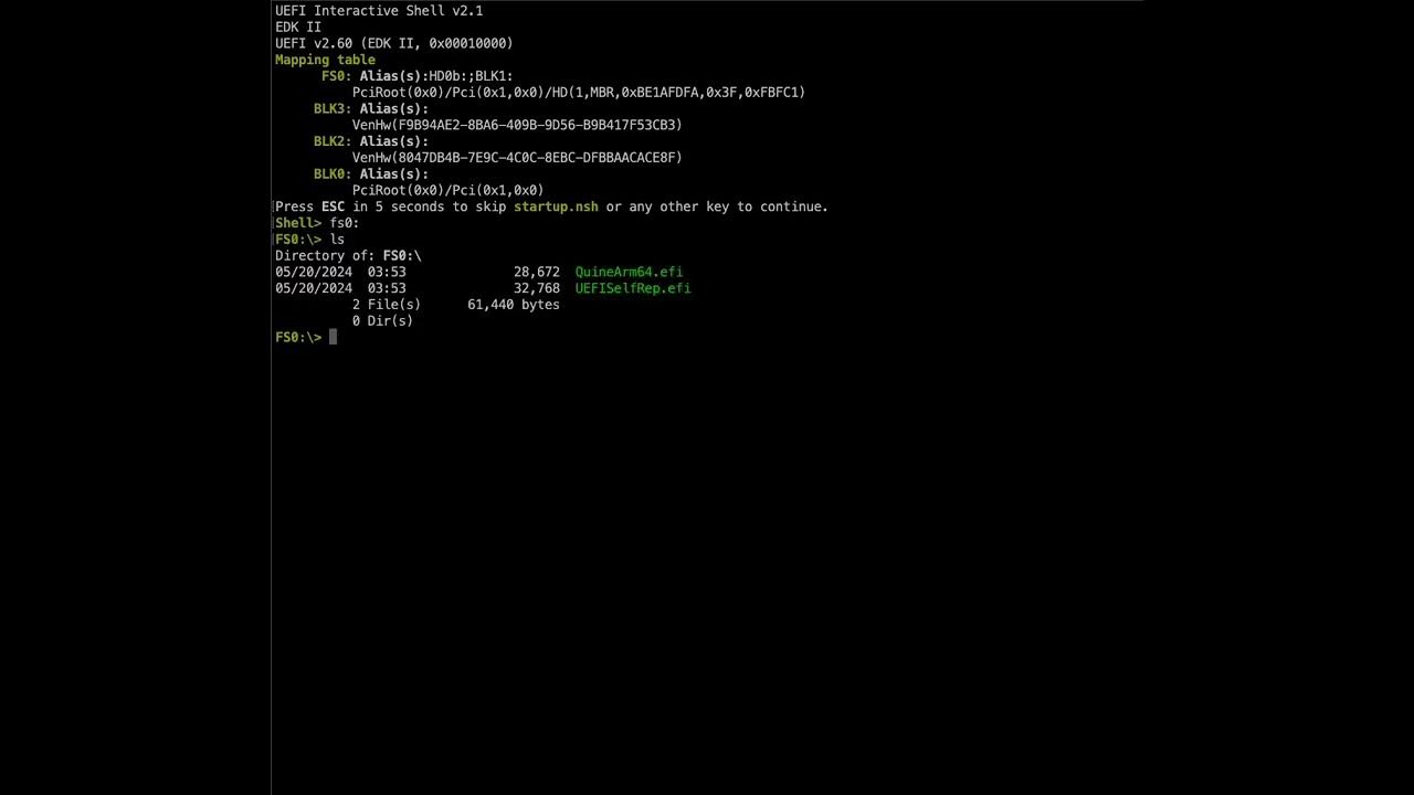UEFI Self-replicating app: C solution cross-compiled for arm64 - demo video - YouTube