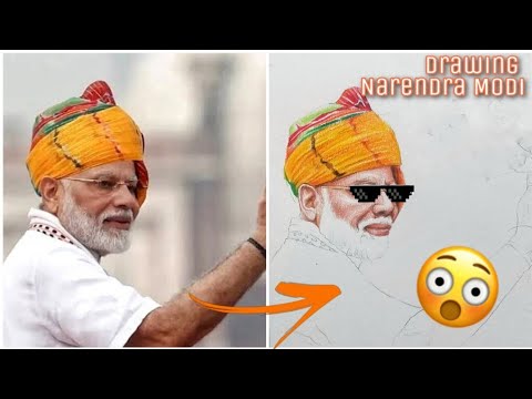 Drawing P.M Narendra Modi / Colour pencil drawing / - YouTube