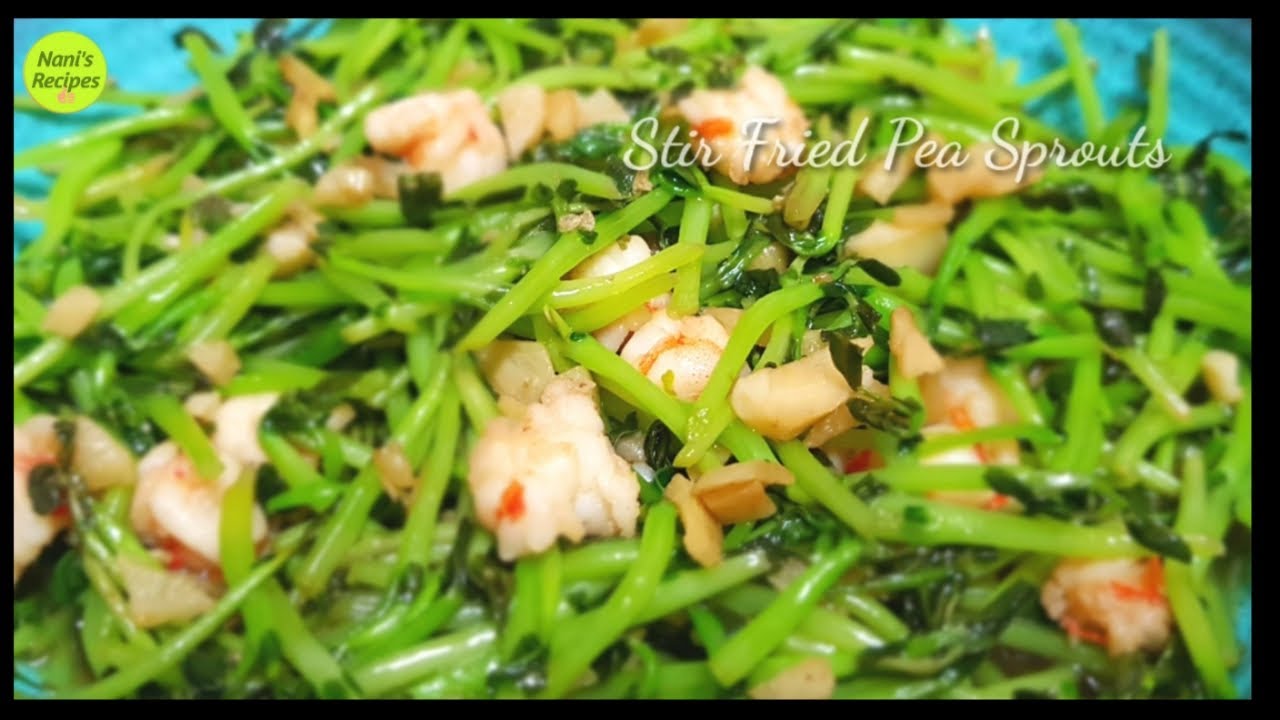 Stir Fried Pea Sprouts With Prawn / Pea Sprouts Fried Recipe / Nani's ...