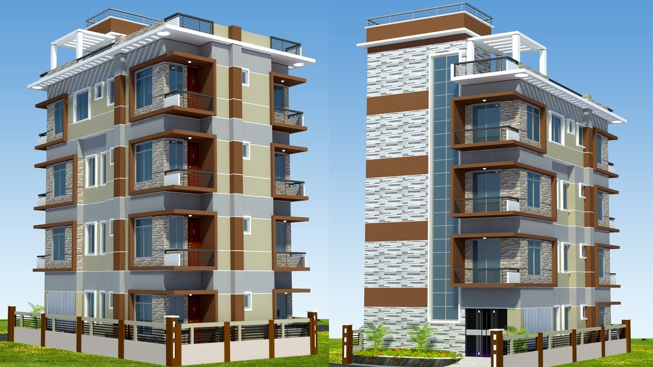 মাত্র ১১০০ স্কয়ারফিটে ৪ বেডরুমের ৪ তলা বাড়ি তৈরির ডিজাইন !! 4 /5 tola ...