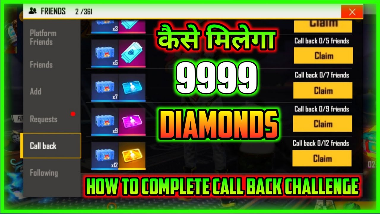 HOW TO GET 9999 DIAMONDS || HOW TO COMPLETE CALL BACK CHALLENGE || MG ...