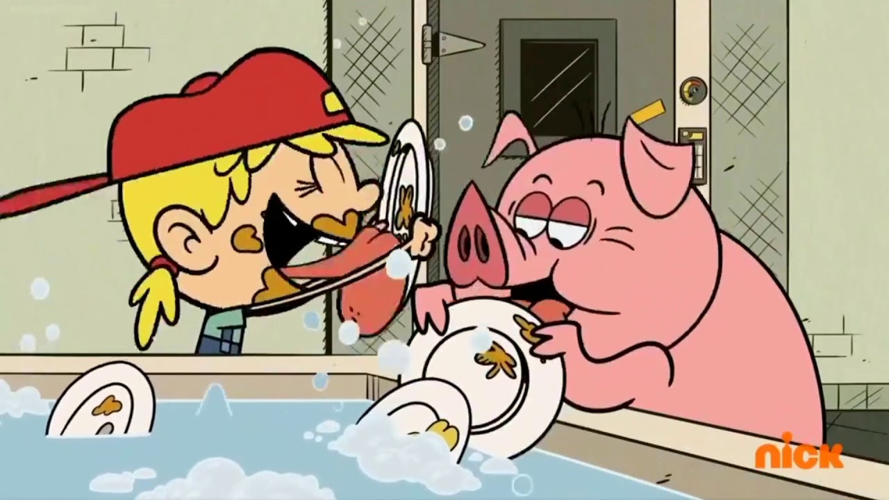 Lana and a pig licking the plates for 10 minutes - YouTube