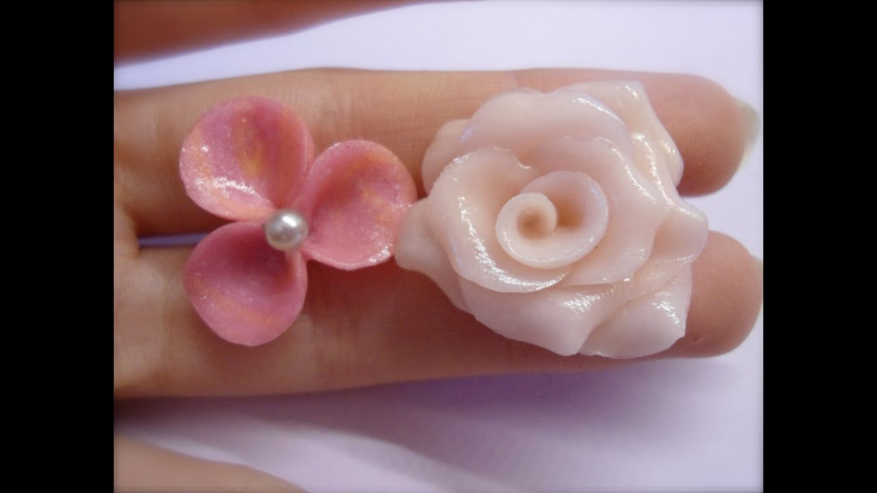DIY Polymer clay: rose and a little flower/ rosa e fiorellino! - YouTube