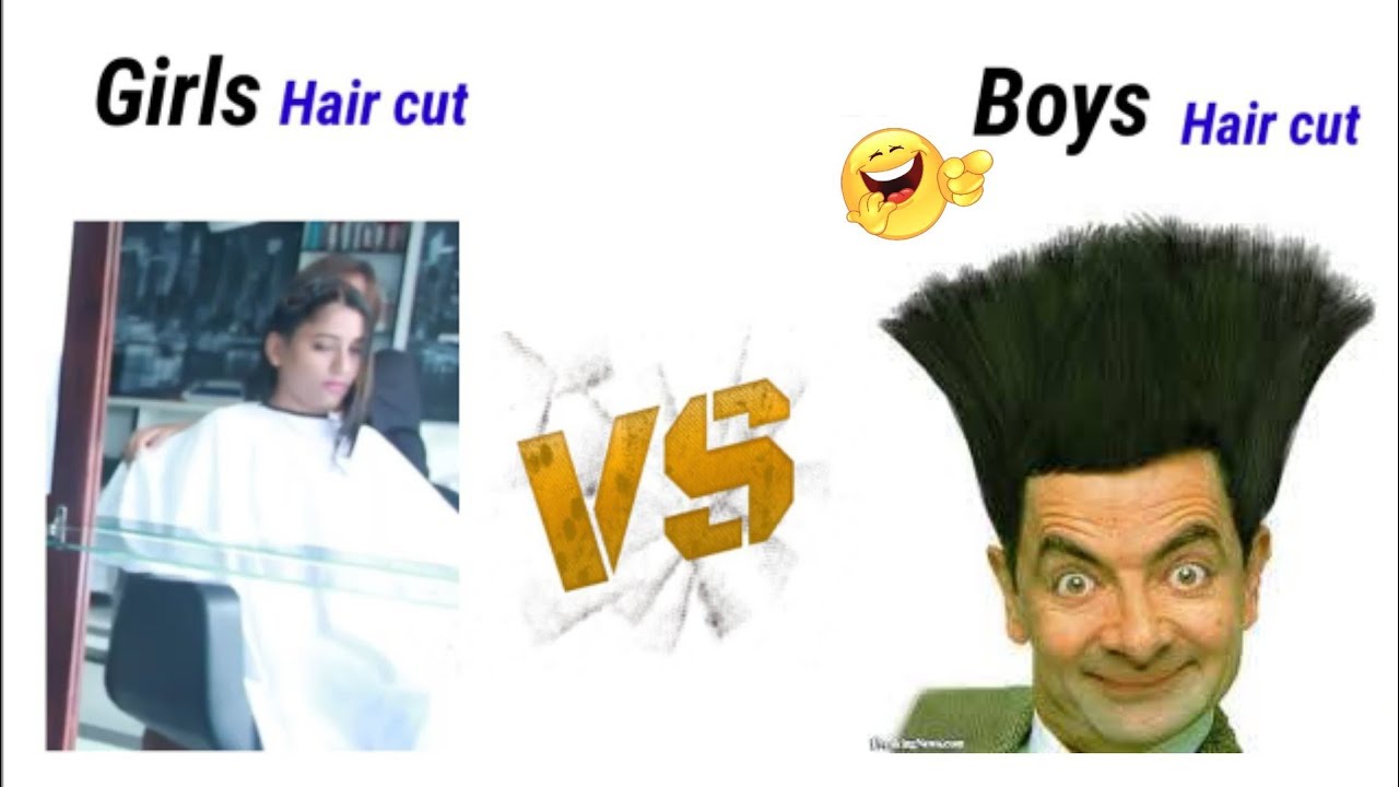 Girls Hair Cut💇 Vs Boys Hair Cut🙆‍♂️ Girl vs boy 😂Girls in salon vs ...