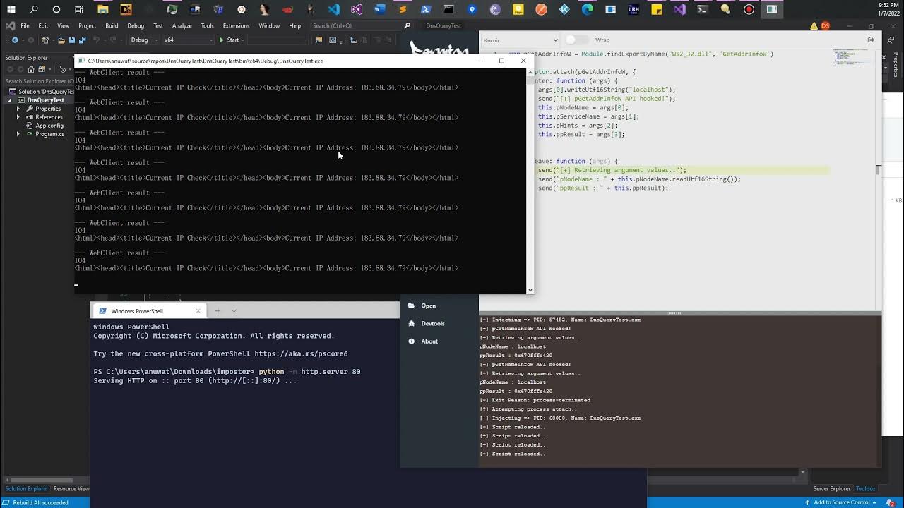Hooking Win32 API using Frida (Fake DNS Resolve) - YouTube