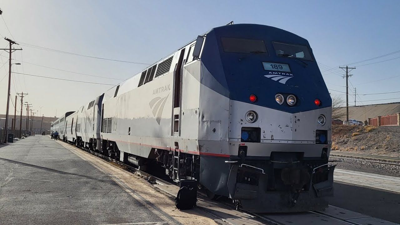Amtrak #189 leading AMTK 2 departing El Paso Union Station - YouTube