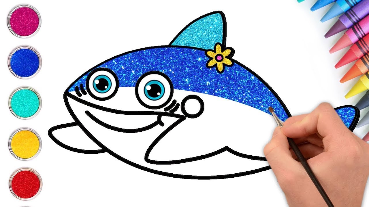 How to Draw Baby Shark | Cute Baby Shark Drawing | Chiki Art ...