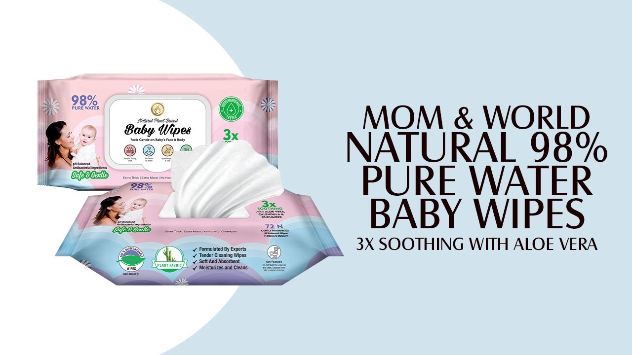 Mom & World Natural 98% Pure Water Baby Wipes | Extra Thick ...