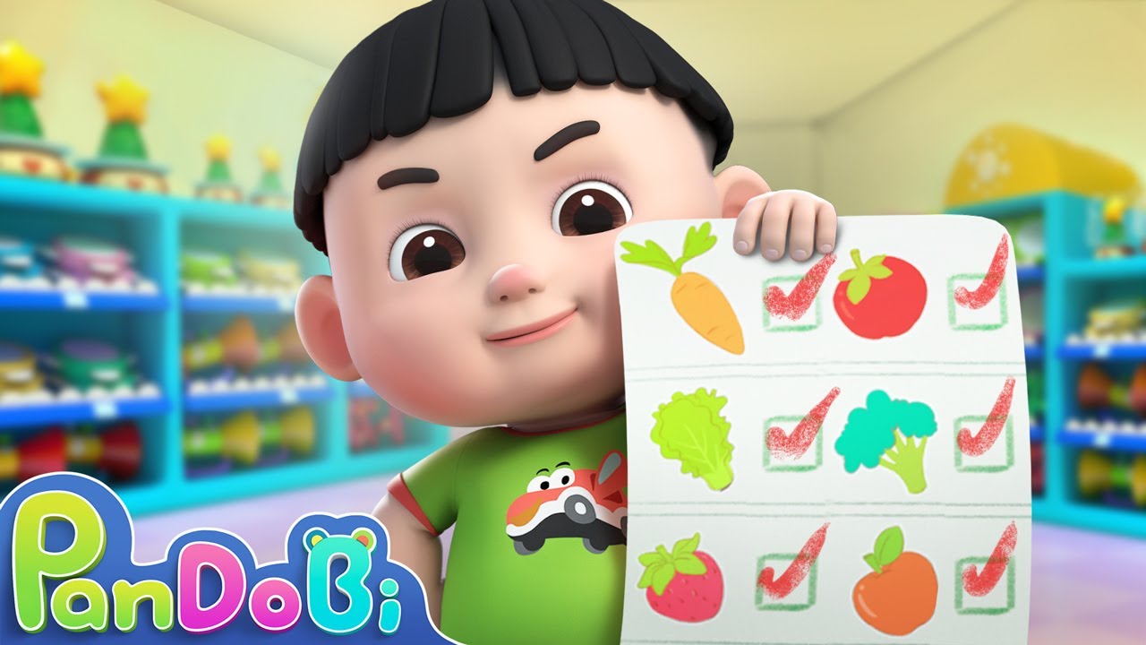 Let's Go Shopping Song | Learn Veggies and Fruits for Kids | Pandobi ...