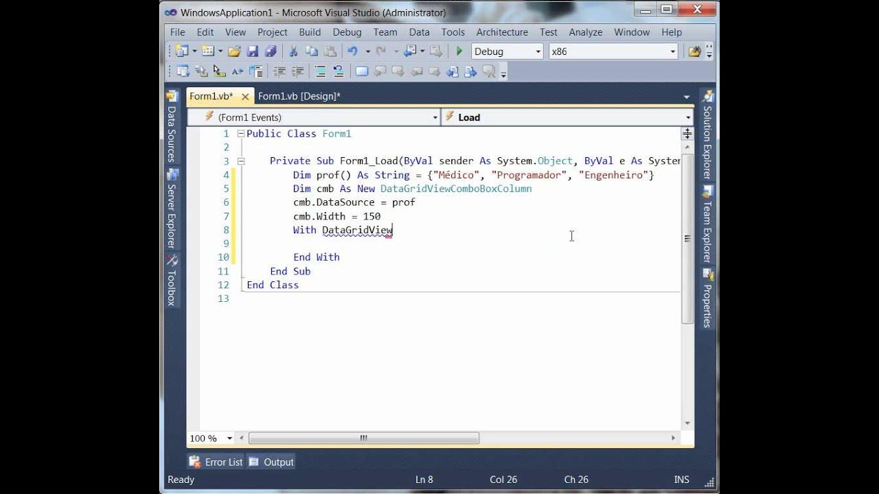 Usando o DataGridView com ComboBox em VB.NET - YouTube
