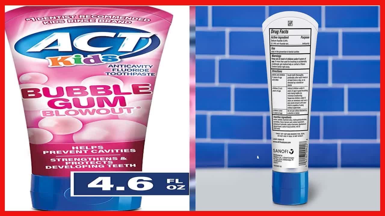 ACT Kids Anticavity Fluoride Toothpaste 4.6 oz. Bubble Gum Blowout ...
