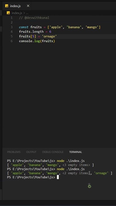 JavaScript array length is weird #shorts #javascript #coding #programming - YouTube