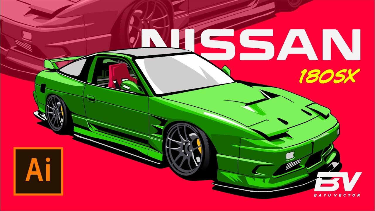 Adobe Illustrator Tutorial l How to Draw Nissan 180SX Car Illustration ...