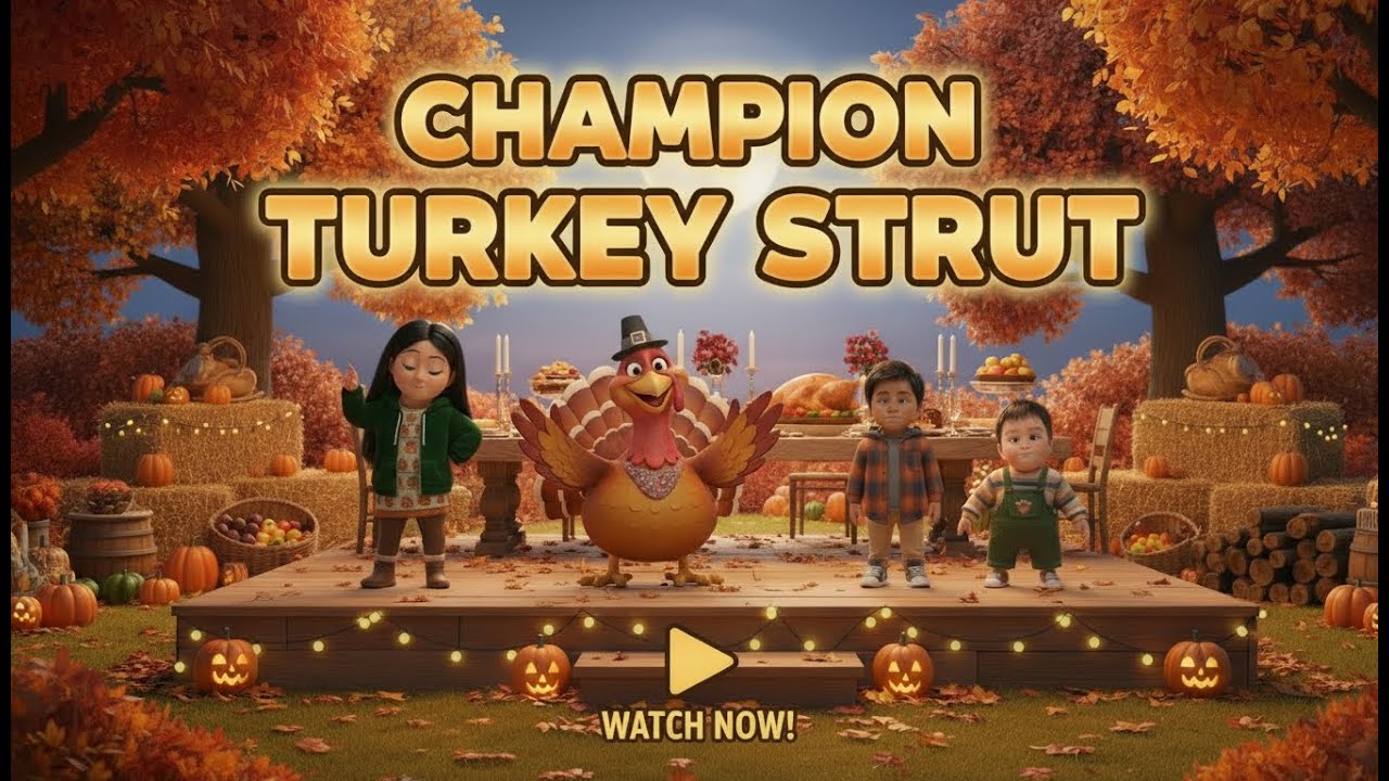 TURKEY STRUT Dance Song 🦃 Thanksgiving Music for Kids | Champion Turkey ...