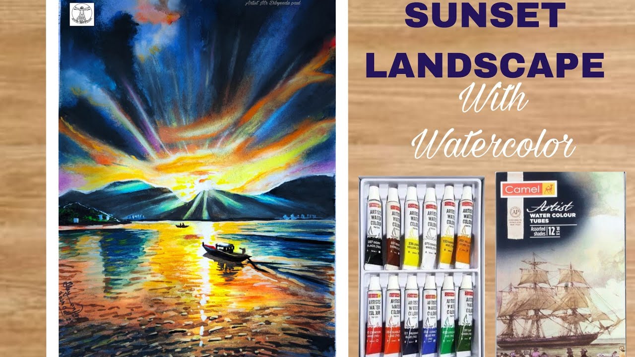 Easy Watercolor Sunset Tutorial for Beginners step by step / Simple ...