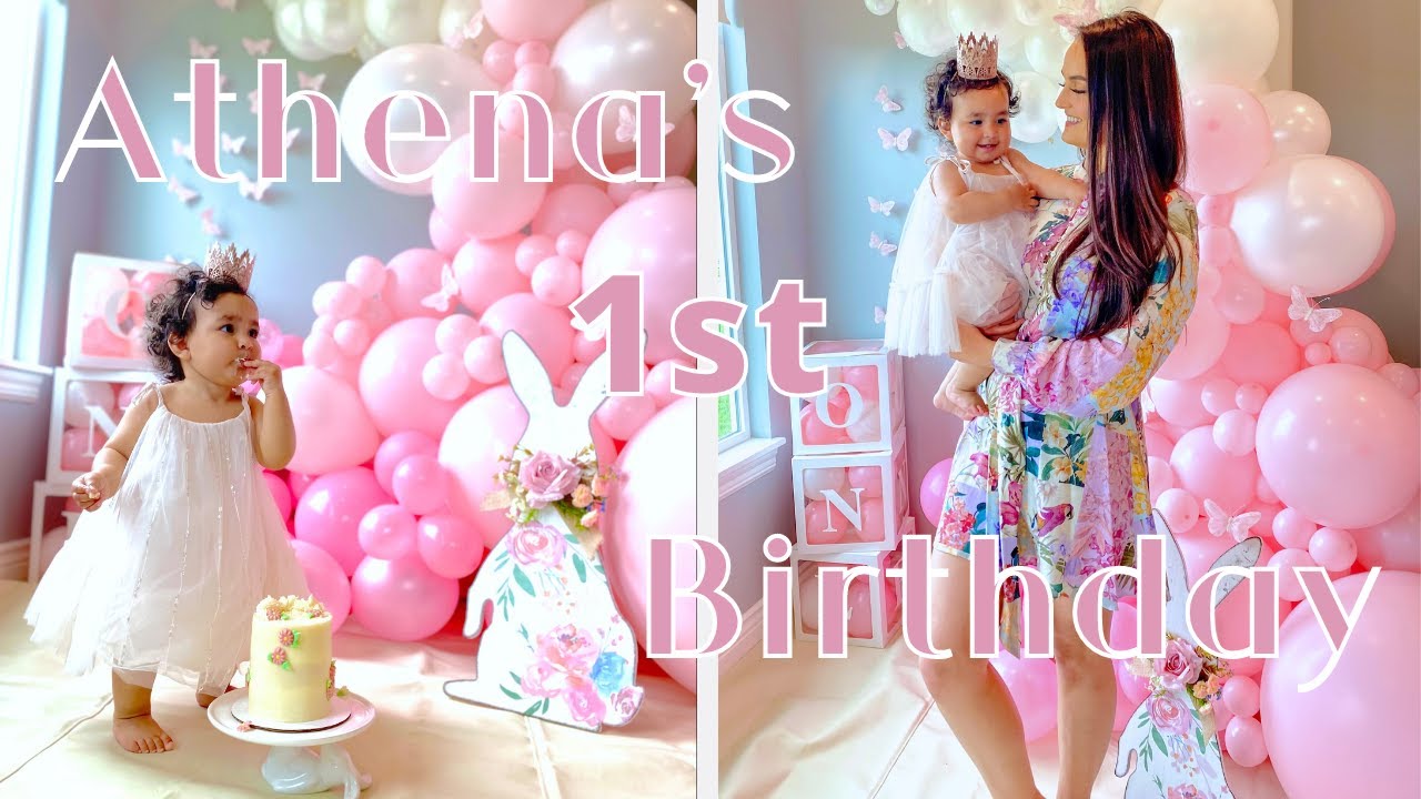 BABY'S FIRST BIRTHDAY PARTY VLOG | Athena Turns 1 | Bunny Themed ...