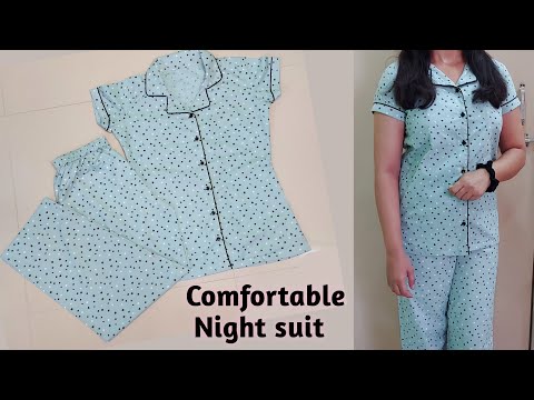 Night Suit Cutting and Stitching/Make Comfortable Collar Neck Night Suit/Dress in Very Easy way